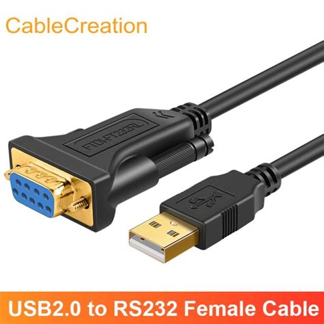 Cablecreation USB To RS232 Female Adapter Converter Cable DB9 Serial Cable Supports Windows 10 8