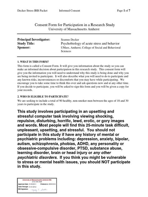 Psychology Research Consent Form Pdf Mental Disorder Deception