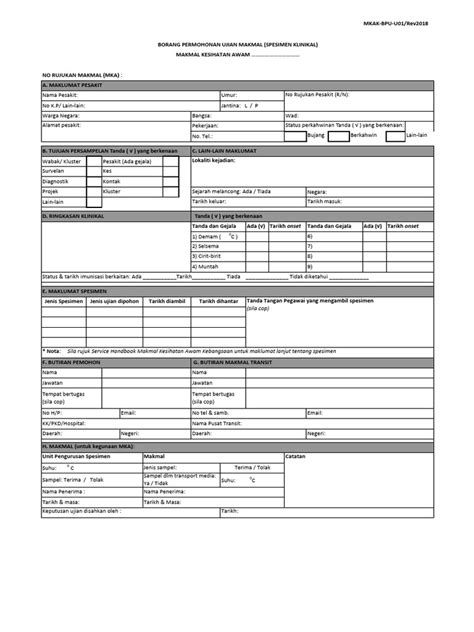 Laboratory Request Form Bpu 2018v1 Mkak Pdf