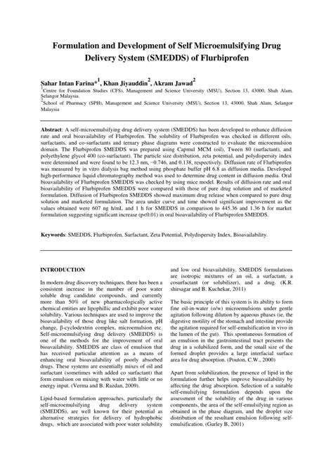 Pdf Formulation And Development Of Self Micro Emulsifying Drug