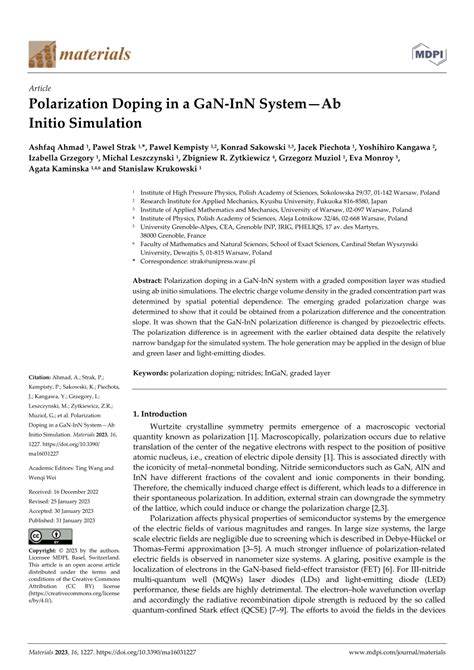 Pdf Polarization Doping In A Gan Inn System—ab Initio Simulation
