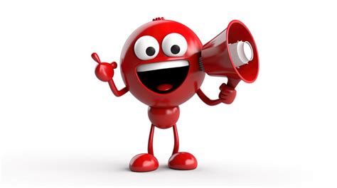 3d Interactive Earth Globe Rendered Mascot With Vintage Red Megaphone On White Background