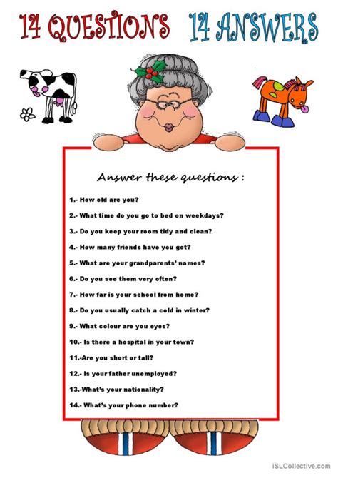 14 Questions 14 Answers English Esl Worksheets Pdf And Doc