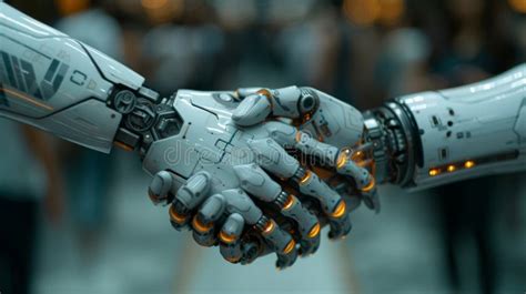 A Handshake Between Two Robot Arms Symbolizing The Rise Of Automation