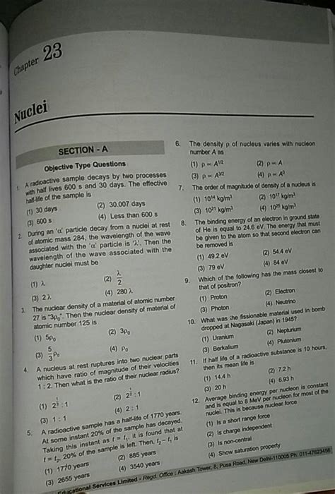 The Nuclear Density Of A Material Of Atomic Number Filo