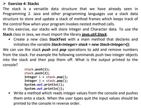 Solved Exercise Stacks The Stack Is A Versatile Data Chegg