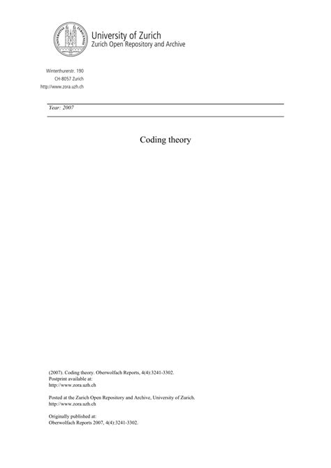 Pdf Coding Theory