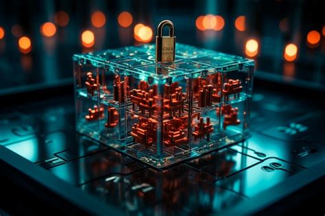 Premium Ai Image Padlock With Circuit Board And Computer Chip