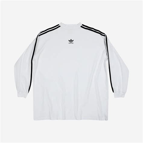 발렌시아가 X 아디다스 오버사이즈 롱슬리브 티셔츠 화이트 Balenciaga Kream