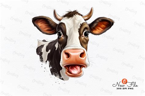 Funny Cow Face Sublimation Clipart Graphic By Graftify · Creative Fabrica