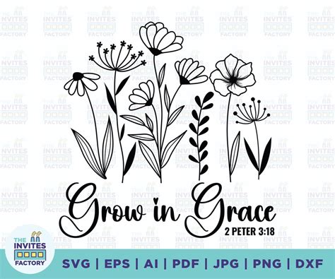 Grow In Grace Svg Christian Svg Religious Svg Faith Svg Etsy