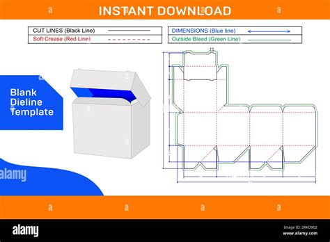 Corrugated Carton Folding Box Die Line Template And 3d Box Design Easily Editable And Resizeable