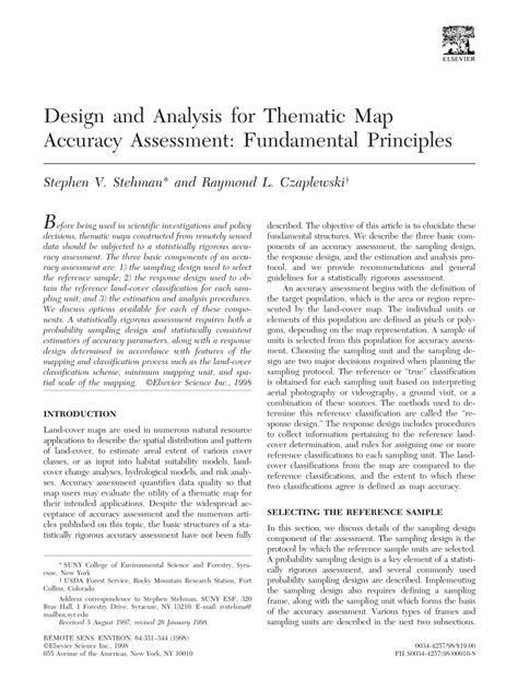 Pdf Design And Analysis For Thematic Map Accuracy Assessment