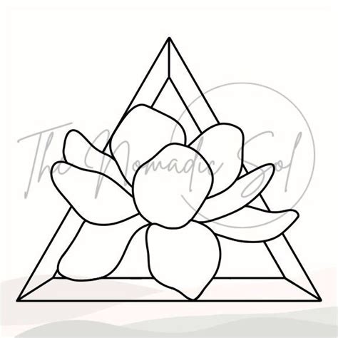 Magnolia Flower In Triangle Pattern Stained Glass Pdf Digital File Etsy Magnolia Flower