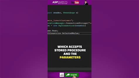 Insert With Stored Procedure Using Dapper In Aspnet Shorts Information Youtube