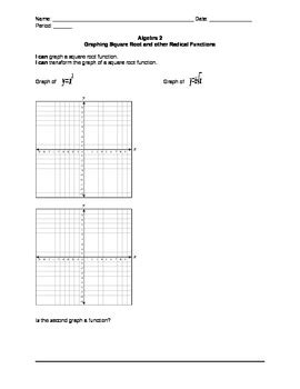 Graphing Square Root And Other Radical Functions By RJ Larry TPT