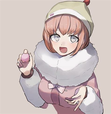 An Anime Character Wearing A Fur Coat And Holding A Pink Object In One Hand While Standing Next