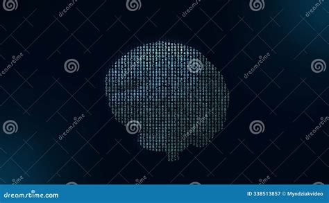 3d Rotating Brain Model With Binar Cod Motion Graphic Of Digital Brain