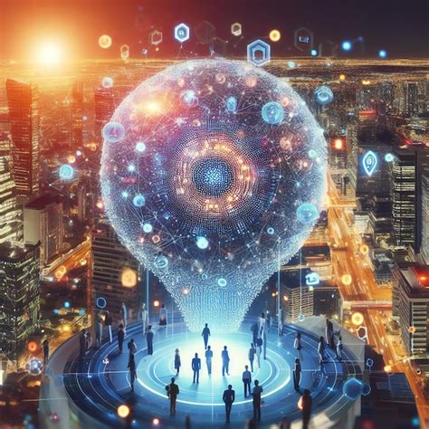 Premium AI Image Big Data AI Concept Individuals Find Themselves Towering Structures