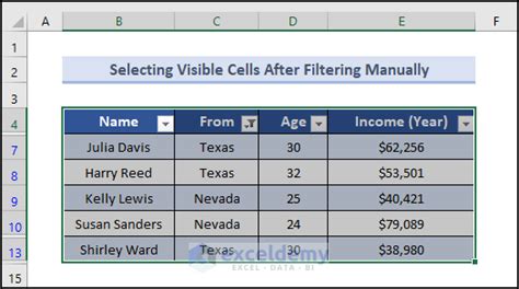 How To Select Visible Cells In Excel With Vba 5 Easy Methods