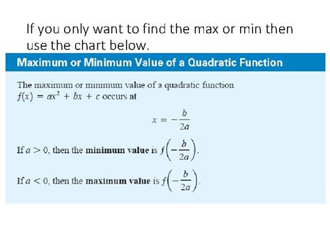 How To Find The Minimum And Maximum Value Of A Quadratic Equation Tessshebaylo
