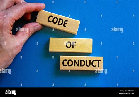 Code Of Conduct Symbol Concept Words Code Of Conduct On Wooden Blocks On A Beautiful Blue