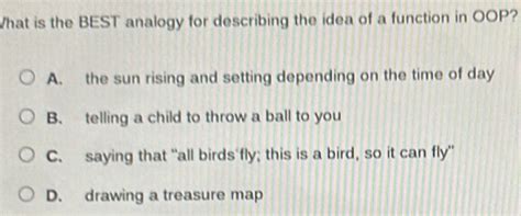 Solved What Is The Best Analogy For Describing The Idea Of A Function