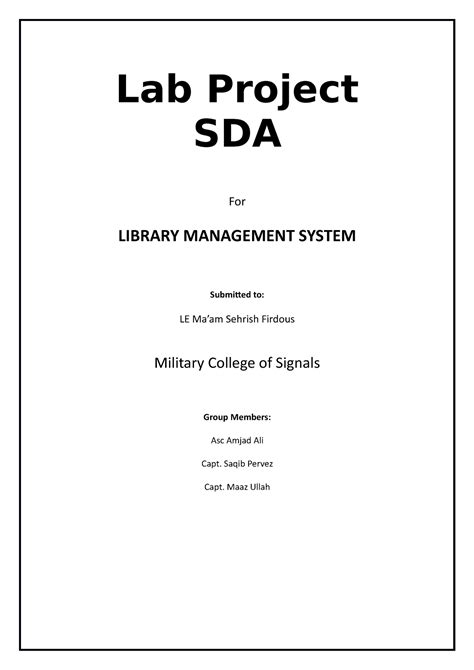 Library Management System Documentation Lab Project SDA For LIBRARY MANAGEMENT SYSTEM