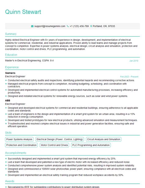 Electrical Engineer Resume Template Resumegemini Online Resume Builder