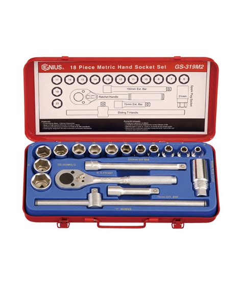 18 Piece 3 8 Dr Metric Hand Socket Set Genius