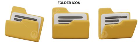 用於創意用戶界面網頁設計符號的 3d 插圖文檔或文件夾圖標 3d 图标 文件夾 文件素材圖案，psd和png圖片免費下載