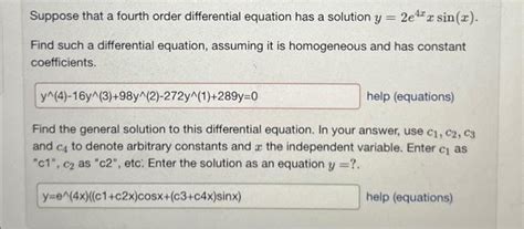 [solved] Suppose That A Fourth Order Differential Equation