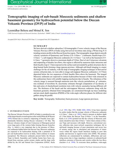Pdf Tomographic Imaging Of Sub Basalt Mesozoic Sediments And Shallow Basement Geometry For