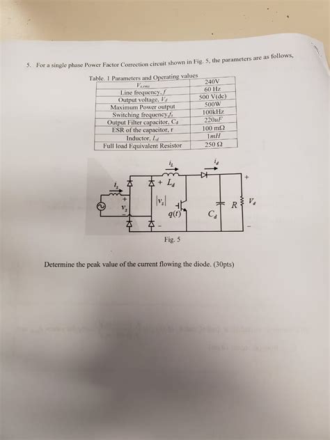 Solved For A Single Phase Power Factor Correction Circuit