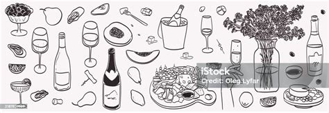 La Dolce Vita 라인 아트 주방 포스터 플래카드 인쇄 벽 아트 와인 또는 샴페인 유리와 병 프랑스어로 꽃병 저녁 식사 점심 저녁 식사에 대 한 이탈리아 스타일의