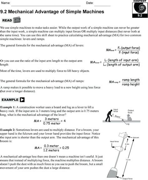 Worksheet Mechanical Advantage Worksheet Mechanical Db Excel