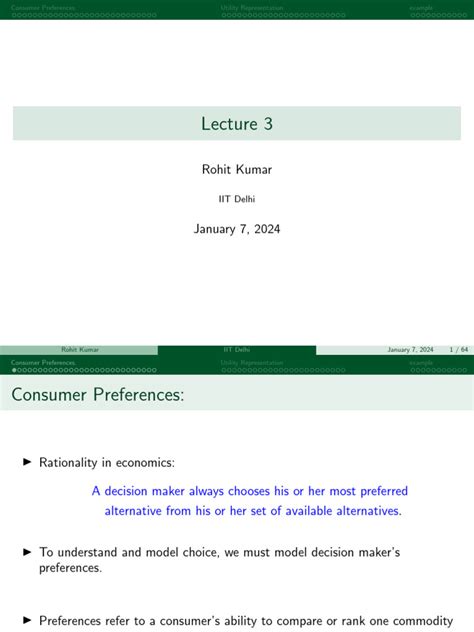 Lecture 3 Pdf Utility Microeconomics