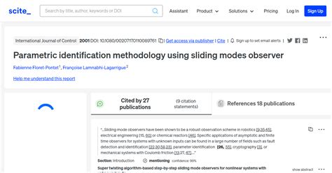 Parametric Identification Methodology Using Sliding Modes Observer Scite Report