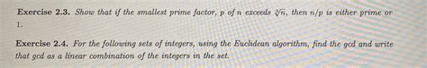 solved exercise 2 3 show that if the smallest prime factor