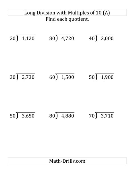 Free Printable Long Division Worksheets