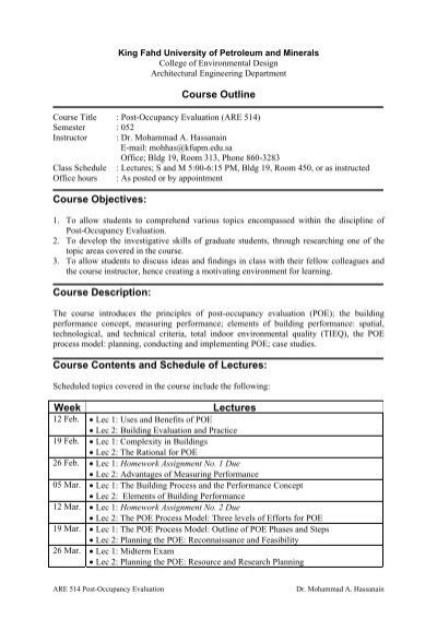 Syllabus Outline Pdf KFUPM Open Courseware King Fahd
