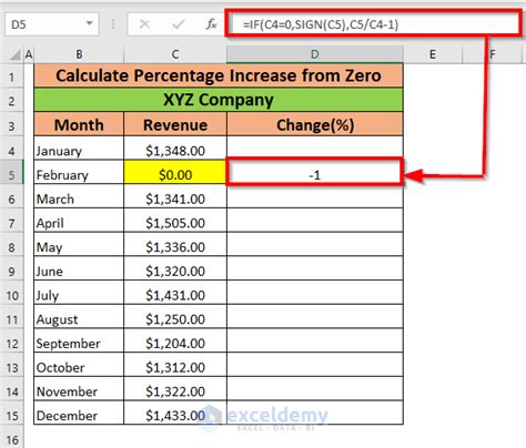 How To Calculate The Percentage Increase From Zero In Excel 4 Methods