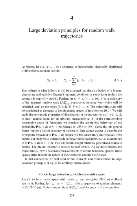 Large Deviation Principles For Random Walk Trajectories Chapter 4 Asymptotic Analysis Of