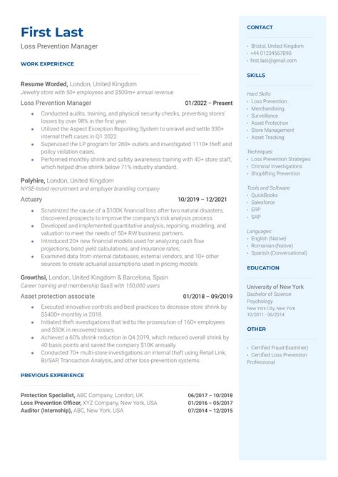 3 Loss Prevention Resume Examples For 2025 Resume Worded