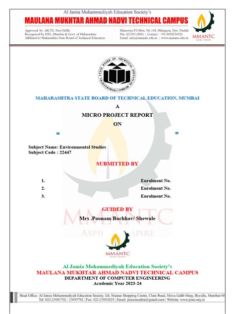 Updated Micro Project Report Format For Est Pdf
