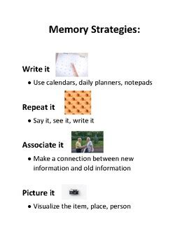 Memory Strategies Handout By Dementia Helpers By Hayley C TPT