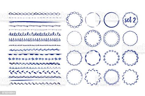 원활한 손으로 그린 수채화 브러시와 다른 패턴 프레임의 집합입니다 벡터 일러스트입니다 수채화에 대한 스톡 벡터 아트 및 기타 이미지 수채화 수채화 물감 개체 그룹