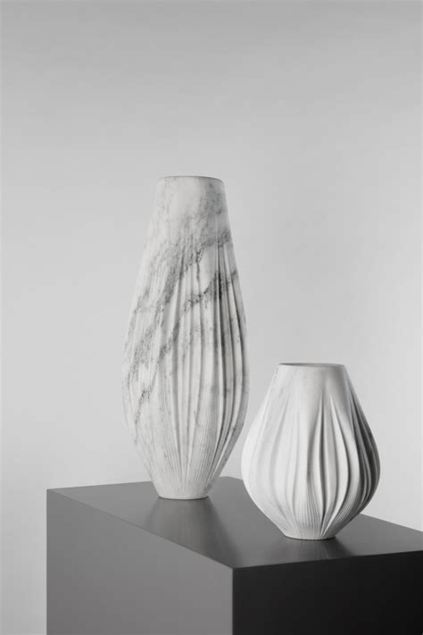 Robot Made Ripple Tables And Vases Textures Created Using Algorithms