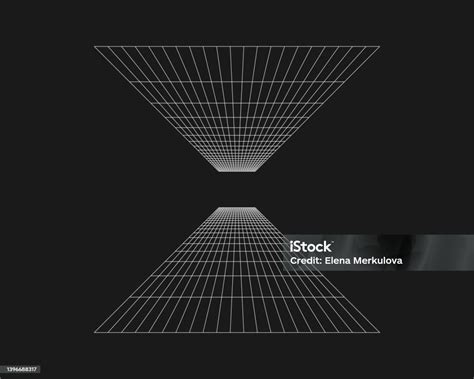 사이버 그리드 복고풍 펑크 원근감 직사각형 터널 검은색 배경의 그리드 터널 형상입니다 벡터 일러스트 레이 션 0명에 대한 스톡 벡터 아트 및 기타 이미지 Istock