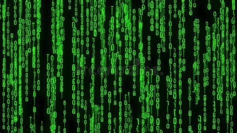 Green Binary Matrix Code Falls Down Screen Classic Hacker Digital Rain Animation Abstract Data
